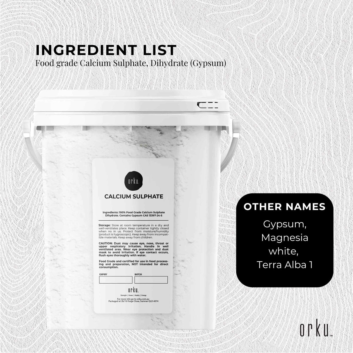 1Kg Calcium Sulphate Gypsum Powder Bucket- Food Grade Hydrous Sulfate ...